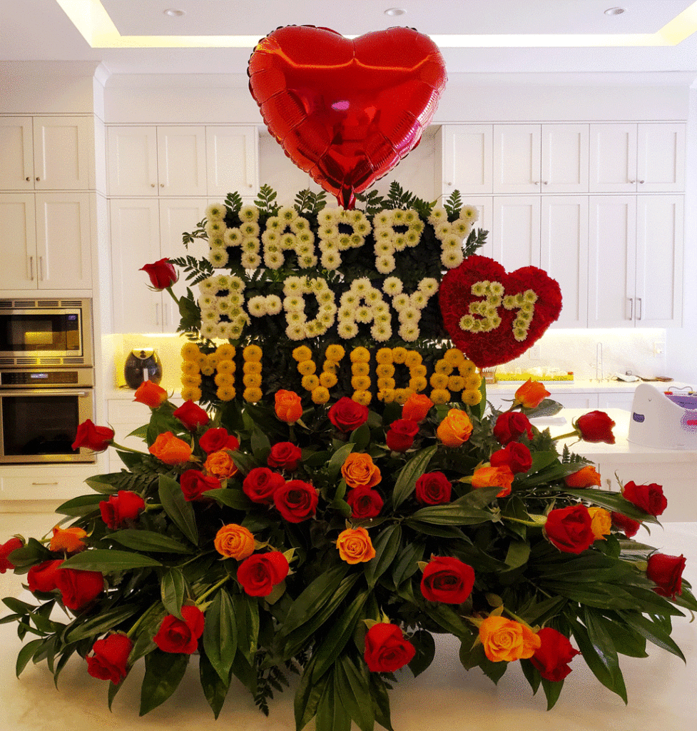 027 Customized Happy Birthday Flower Arrangement With Letters. - Love ...